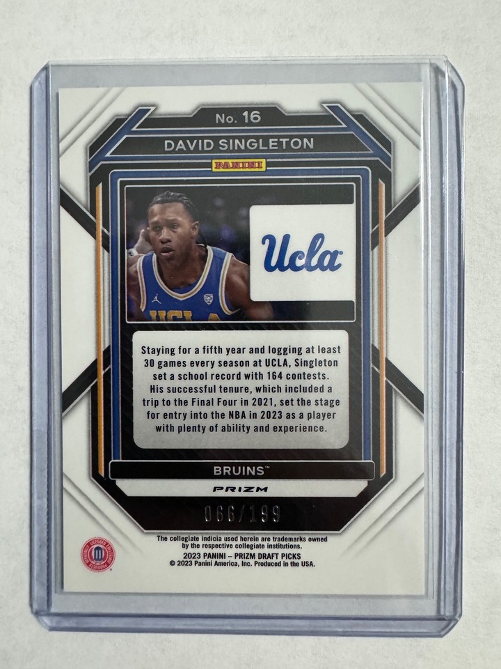 David Singleton 2023 Panini Prizm Draft #16 Rookie Blue /199 UCLA | eBay