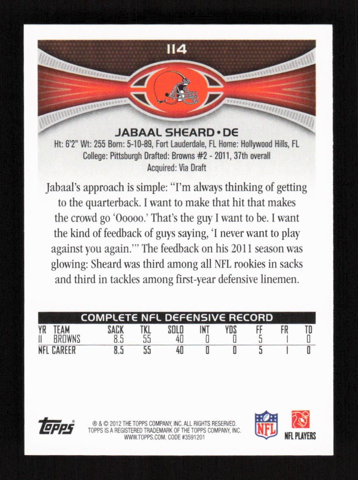 2012 Topps Jabaal Sheard #114 | eBay