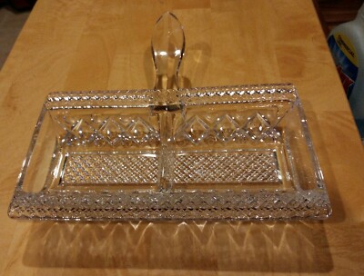 Crystal Glass Butler Divided Tray With Handle | eBay