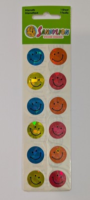 Vintage SandyLion Multicolored Prismatic Smiley Faces Emojis Stickers ...