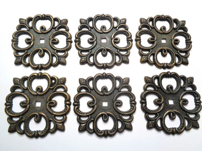 VINTAGE ORNATE BRASS CABINET/DRAWER PULL BACK PLATES * LOT OF 6 * | eBay