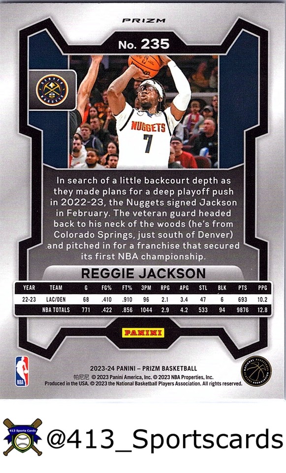 2023-24 Panini Prizm Reggie Jackson Pink Ice Denver Nuggets #235 | eBay