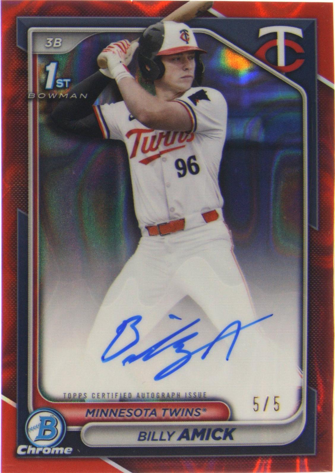 2024 Bowman Draft - Chrome Prospect Autographs Billy Amick #CPA-BA Red ...