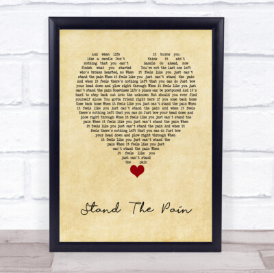 Stand The Pain Vintage Heart Song Lyric Quote Music Print | eBay UK