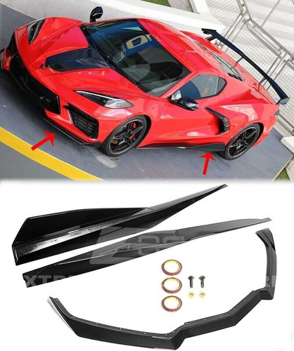 Front Lip & Side Skirts For 20-Up Corvette C8 GM 5VM Style CARBON FLASH ...