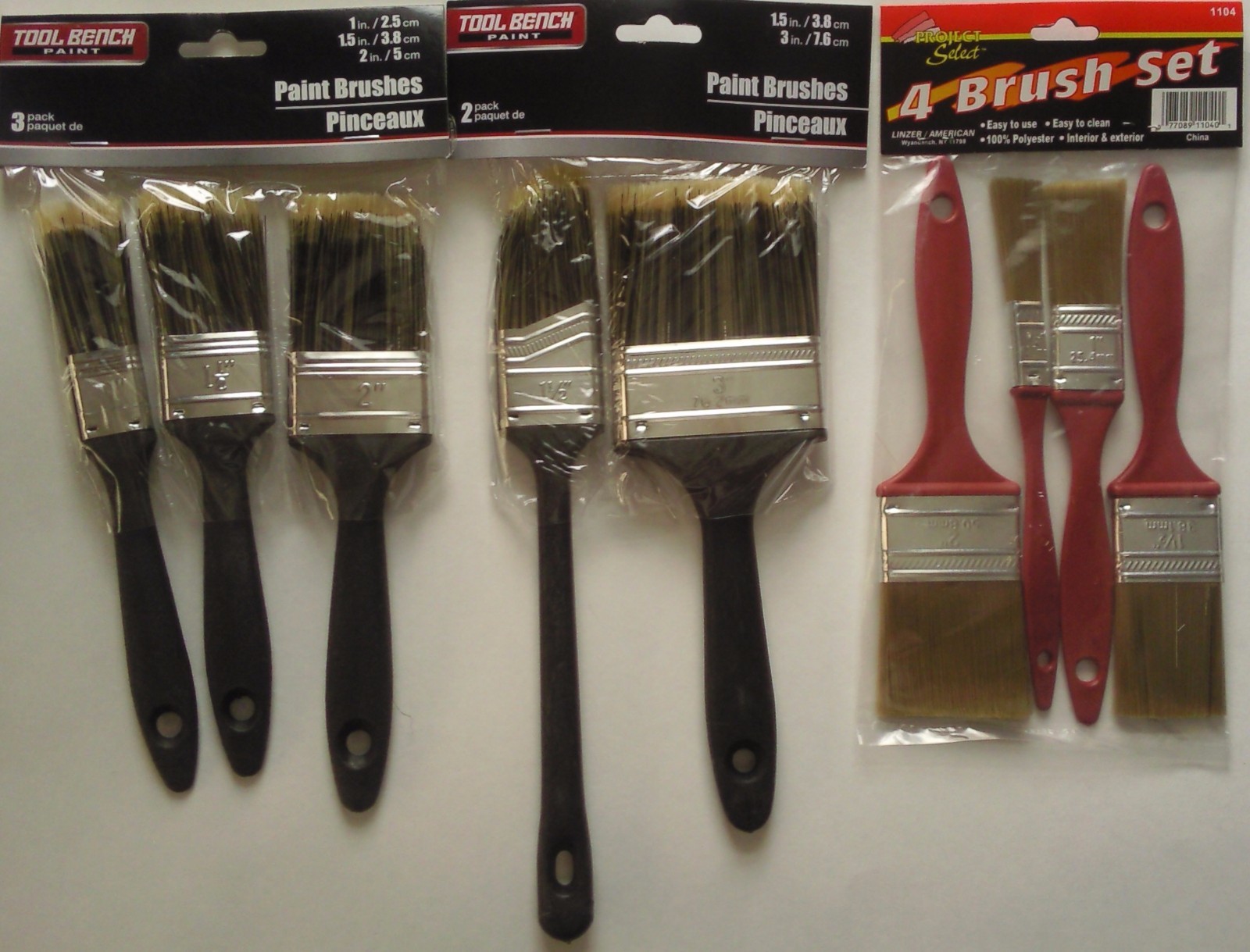 PROJECT PAINT BRUSHES Polyester 0.5" to 3" SELECT: BRUSH SET | eBay