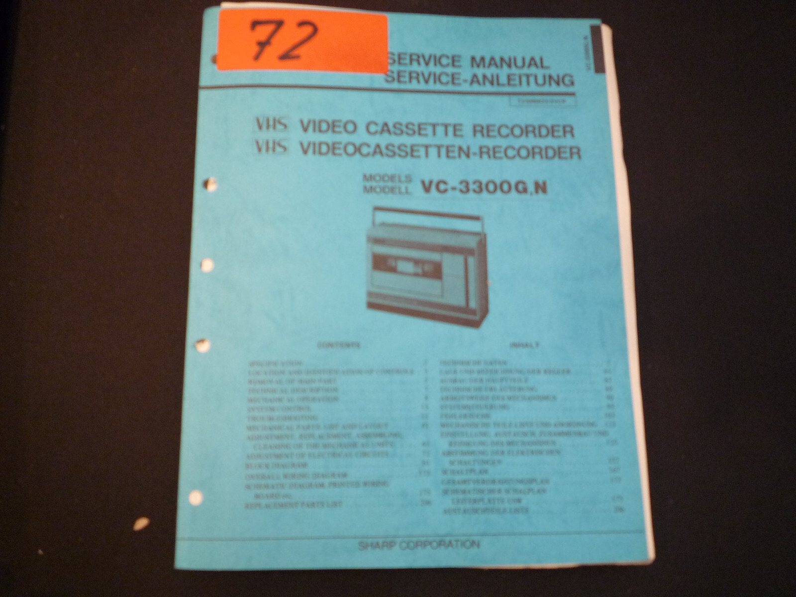 Original Service Manual Schaltplan Sharp VC-3300G,N | eBay