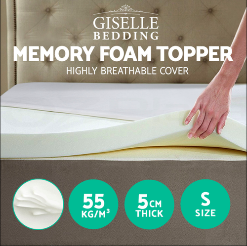 5CM Single Visco Elastic Memory Foam Mattress Topper Bedding 55kg/m³ ...