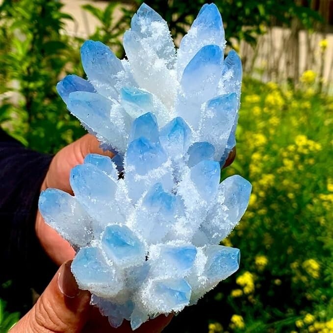 300g+ New Find Blue Phantom Quartz Crystal Cluster Mineral Specimen ...