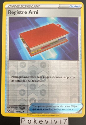 Carte Pokemon REGISTRE AMI 172/202 REVERSE Epée et Bouclier 1 EB01 FR ...