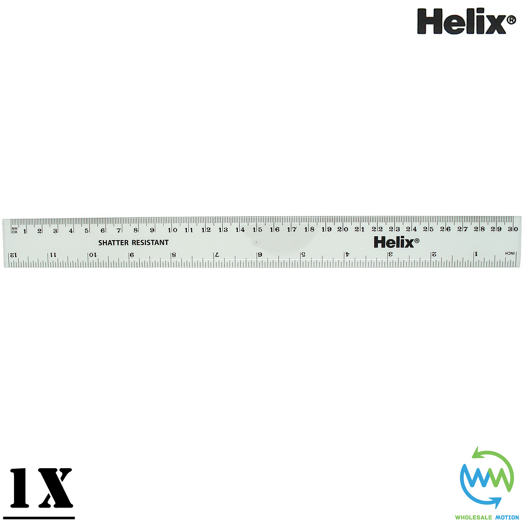 HELIX 30cm Ruler CLEAR 12" SHATTER RESISTANT School Exam 12 Inch Rulers ...