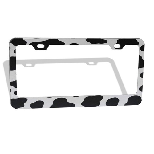 Customized Decorative License Plate Frame with Animal Cow Print White ...