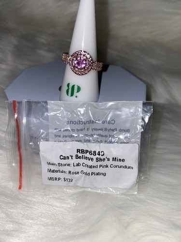 Bomb Party Ring Sz 9 Can’t Believe She’s Mine RBP 6849 Pink Corundum ...
