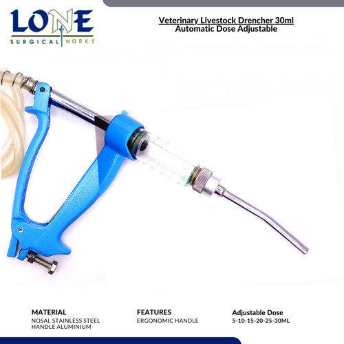 Veterinary Livestock Drencher 30ml Automatic Dose Adjustable 5-10-15-20 ...
