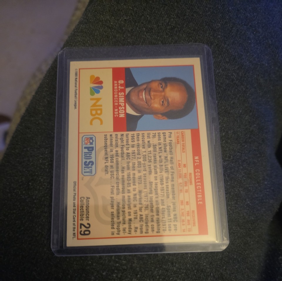 1989 Pro Set - announcer inserts O.J. Simpson #29 | eBay