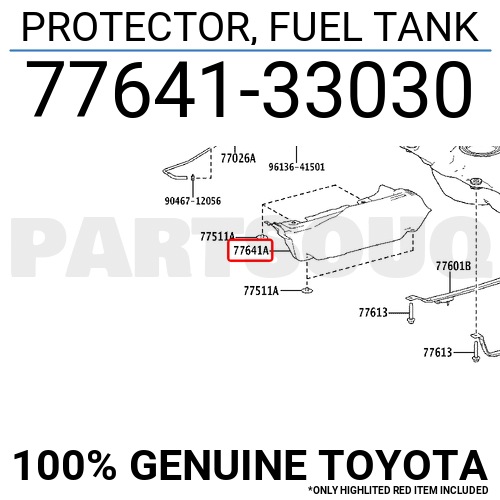 7764133030 Genuine Toyota PROTECTOR, FUEL TANK 77641-33030 | eBay