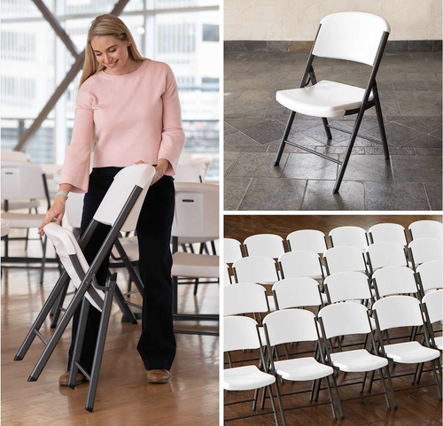 Lifetime Commercial Grade Contoured Folding Chair, 4-PACK, High-Density ...