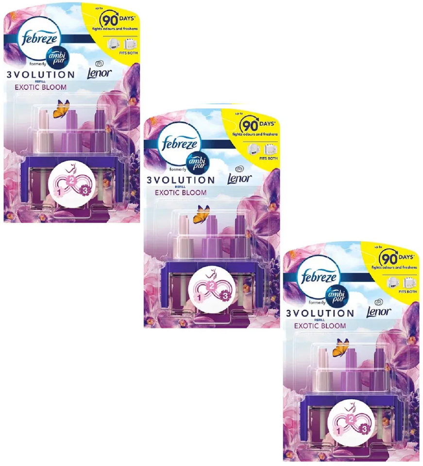 3x 20ml 3volution Febreze Ambi Pur 3Volution Plug In Refills 90 Days ...