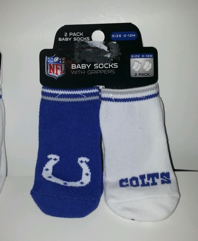 Infant Unisex NFL Indianapolis Colts 2 pk Socks with grippers 0-12 M 12 ...