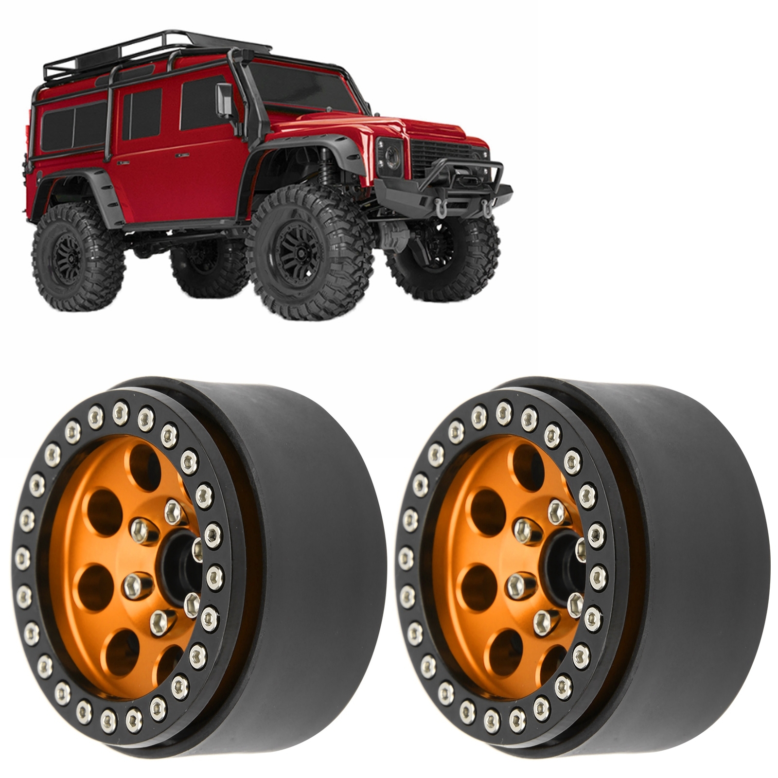 2Pcs 1.9 In RC Car Adhesivefree Aluminium Alloy Wheel Hub 8 Round Hole ...