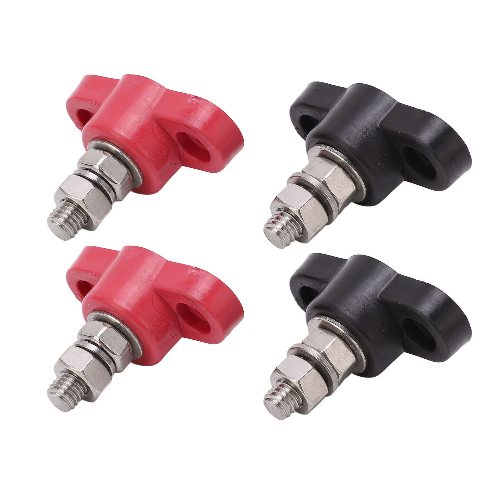 4 Pcs Battery Power Distribution Terminal Blocks Red Black Single Stud ...