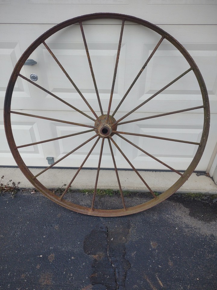 Antique Wagon Tractor Wheel Metal ~ 16 Spoke ~ 48" Tall Country Farm ...