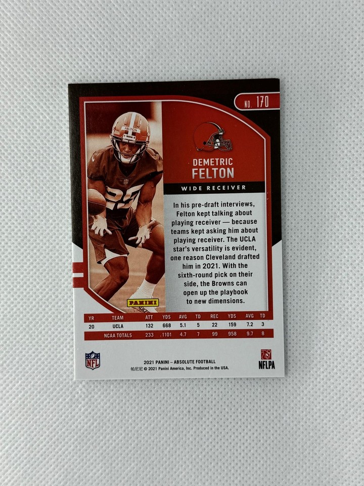 Demetric Felton Rookie Card RC 2021 Panini Absolute Football Browns ...