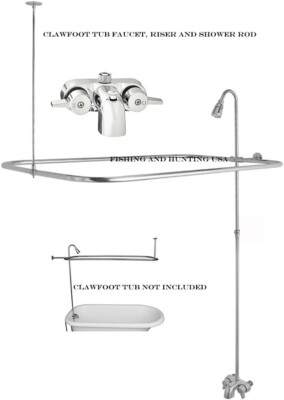 Clawfoot Tub Shower Set Faucet, Riser, Shower Rod, Shower Head ...