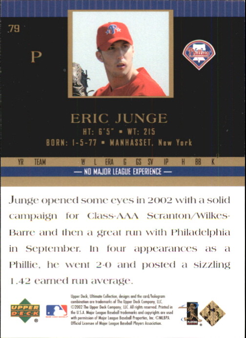 2002 (PHILLIES) Ultimate Collection #79 Eric Junge UR Rookie /550 | eBay