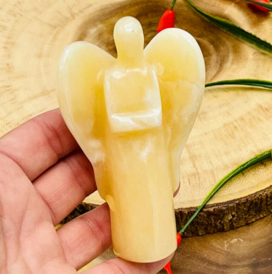 Yellow Calcite Angel, Orange Calcite Crystal, Crystal Figurine, Angelic ...