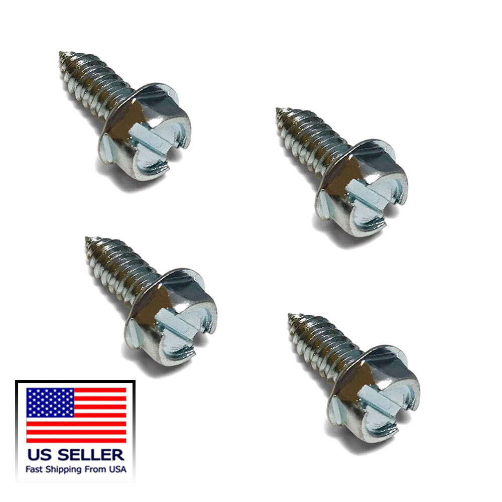 4 Hex License Plate Replacement Silver Zinc Plated SCREWS No Rust Car ...