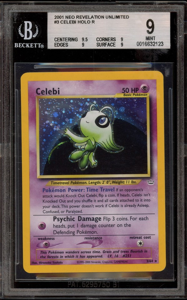 Pokemon Celebi Neo Revelation Unlimited Double Holo Error Rare #3 BGS 9 ...