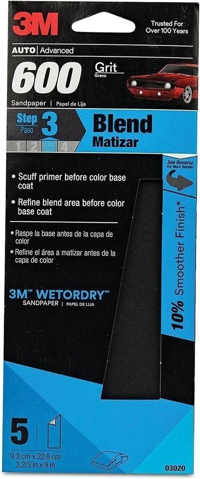 3M 03020 Imperial Wetordry 3-2/3" x 9" P600 Grit Sandpaper | eBay