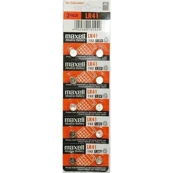 Maxell LR41 AG3 192 1.5V Alkaline Button Cell Thermometer Battery (10 ...