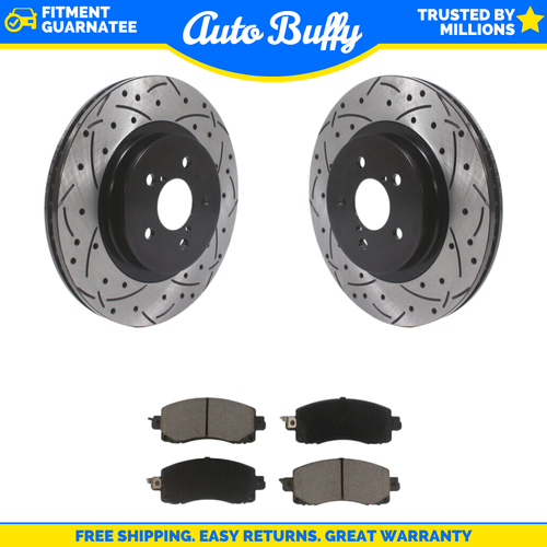 Front Drilled Slot Disc Brake Rotor Ceramic Pad Kit For Subaru ...
