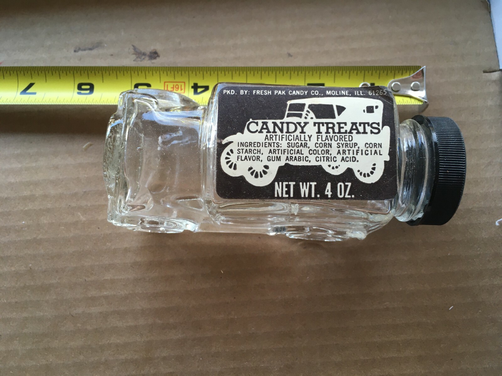 Antique Glass Car Automobile Candy Treats Container - Original Label ...