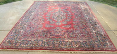 Antique Bigelow Oriental Area Rug Carpet Floral Design Melon Red 9x12 ...