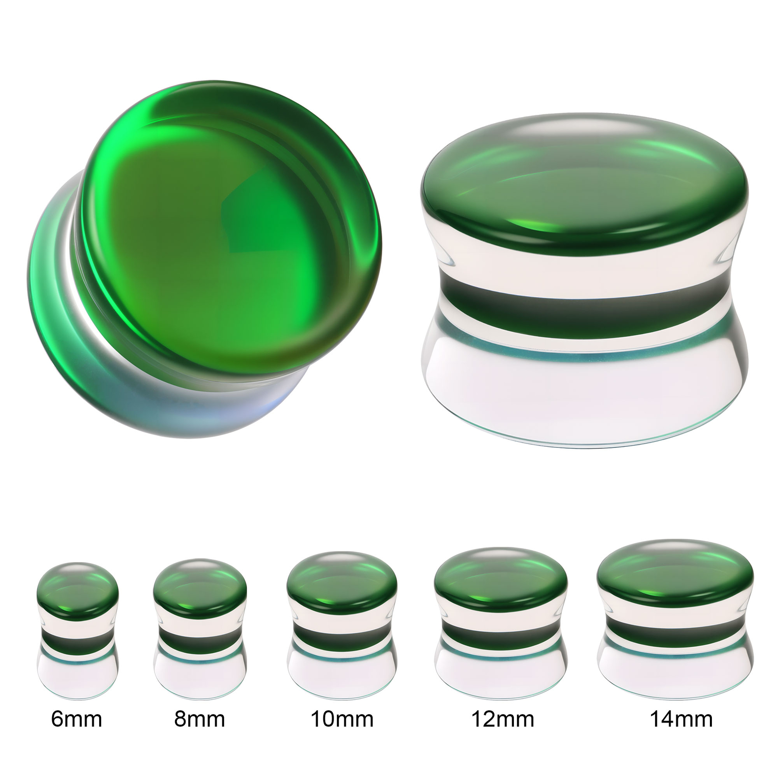 6-14MM Double Flare Plugs Tunnels Glass Ear Gauges Ear Lobe Stretching ...
