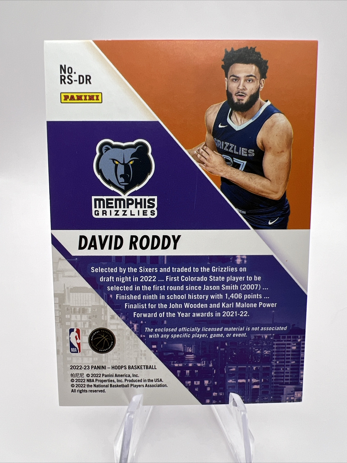 2022-23 Panini NBA Hoops - Rise N Shine Memorabilia #RS-DR David Roddy ...