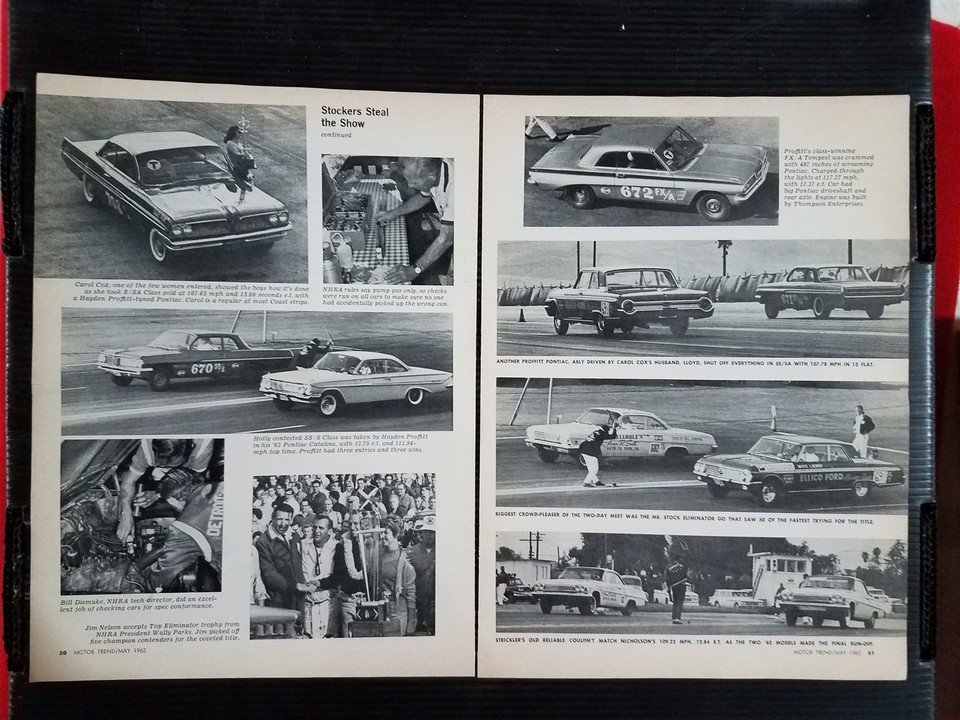 Vintage 1962 NHRA Winternationals Drag Racing 4-Page Article | eBay