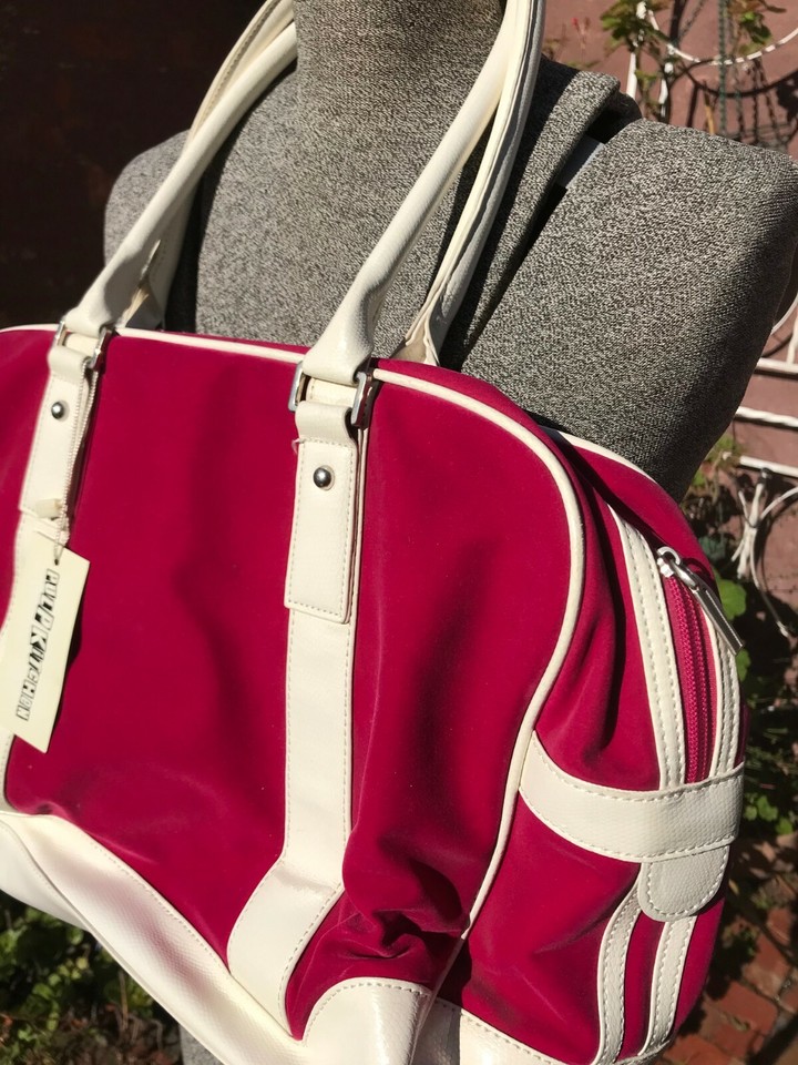 Pulp Kitchen Dangerfield Hello Brooklyn bag ruby red velvet pink white ...