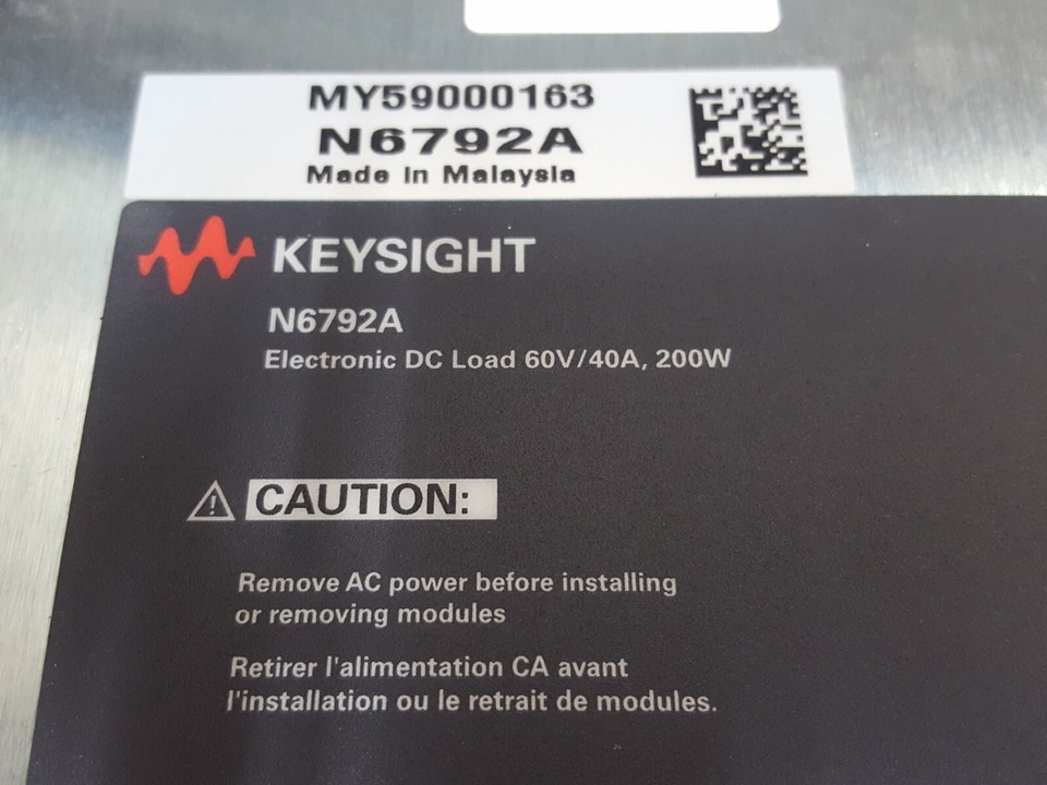 Keysight N6792A: Electronic DC Load 60V/40A, 200W, Untested (0163) | eBay
