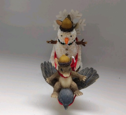 Charming Tails Snowman Float Fitz Floyd Bird Pulling Sled Mouse ...