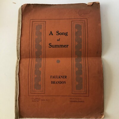 A Song of Summer FAULKNER BRANDON Sheet Music Vintage 1912 | eBay Australia