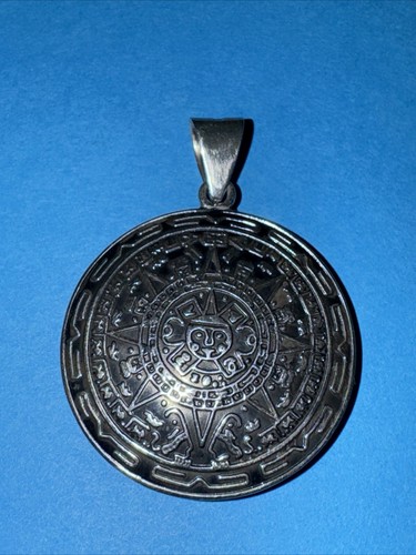 Solid 925 Sterling Silver Ancient Mayan Calendar Aztec Zodiac Wheel ...