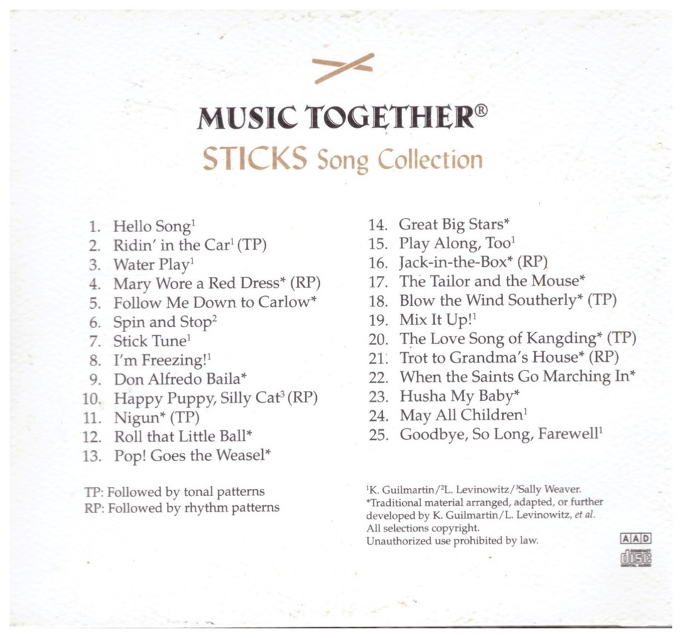 Music together - sticks song collection[CD] hello, Ridin' in the car ...