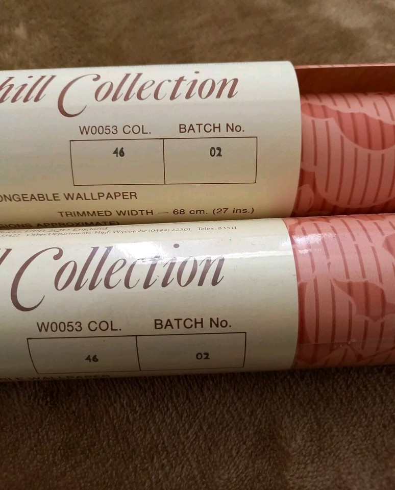 X2 1980s Vintage GP & J Baker Wallpaper Rolls Retro Pink Floral Flowers ...