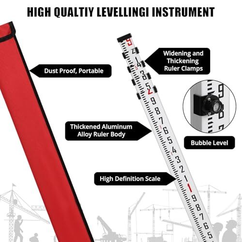 9/16Ft Aluminum Grade Rod 2 Sided Telescopic Leveling Aluminum Alloy ...