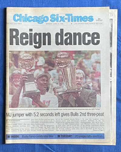 1998 Chicago Sun Times Newspaper Chicago Bulls Michael Jordan The Last ...