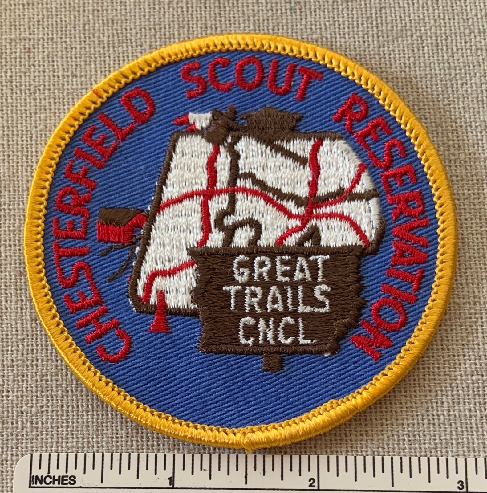 Vintage CHESTERFIELD RESERVATION Boy Scout Camp PATCH Great Trails ...